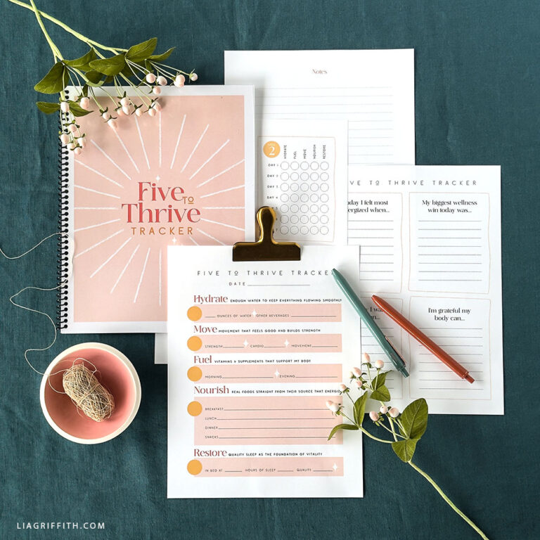 Five to Thrive Printable Tracker - Lia Griffith