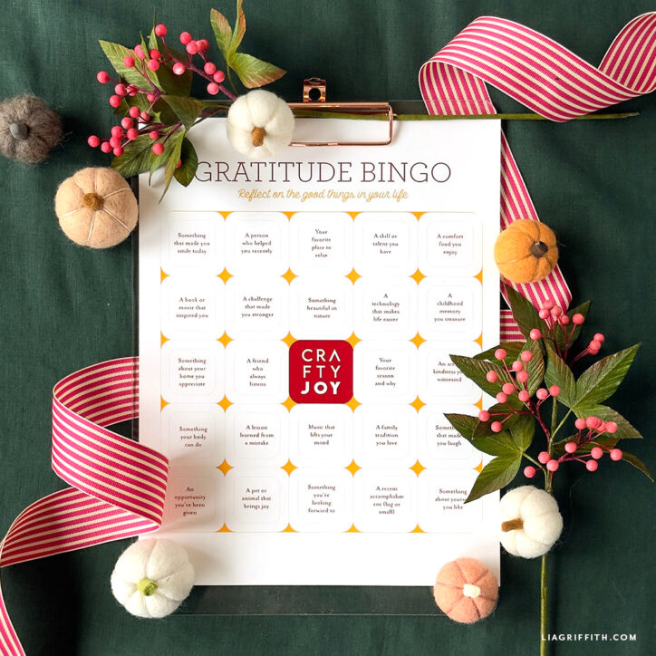 Printable Gratitude Bingo Card - Lia Griffith