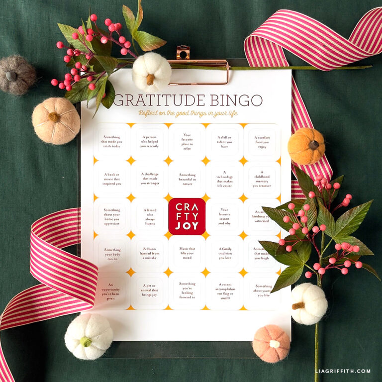 Printable Gratitude Bingo Card - Lia Griffith