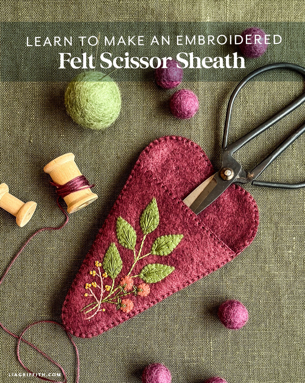 Embroidered Felt Scissor Sheath - Lia Griffith