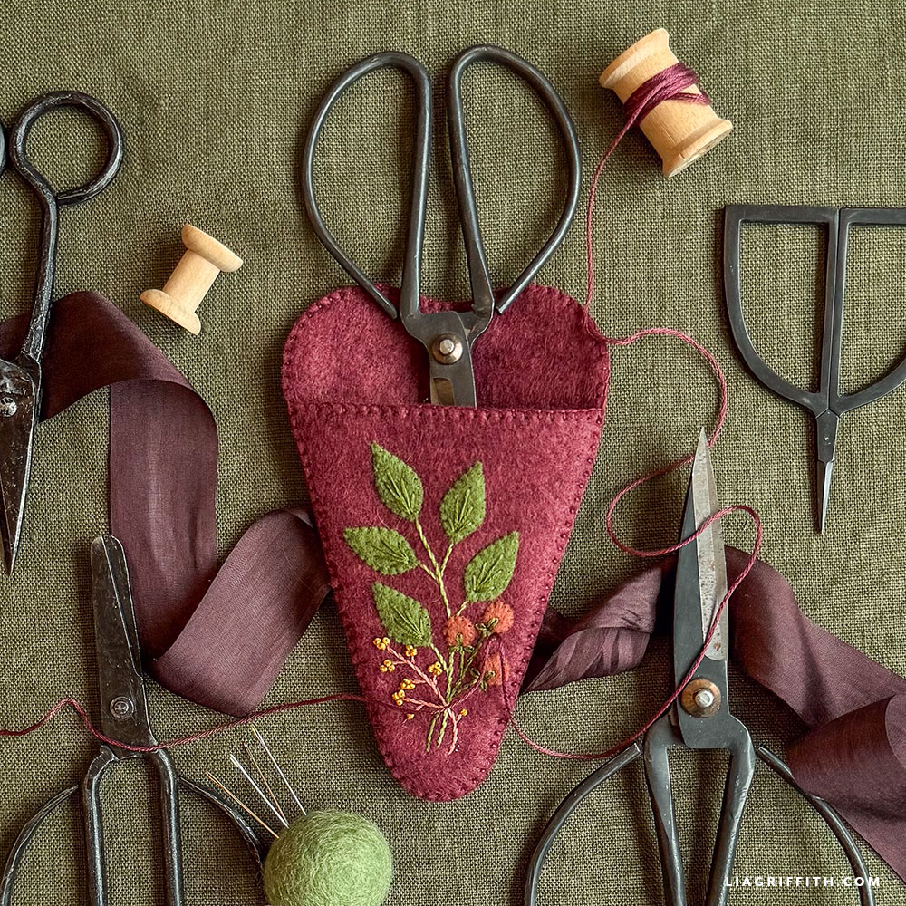 Embroidered Felt Scissor Sheath - Lia Griffith